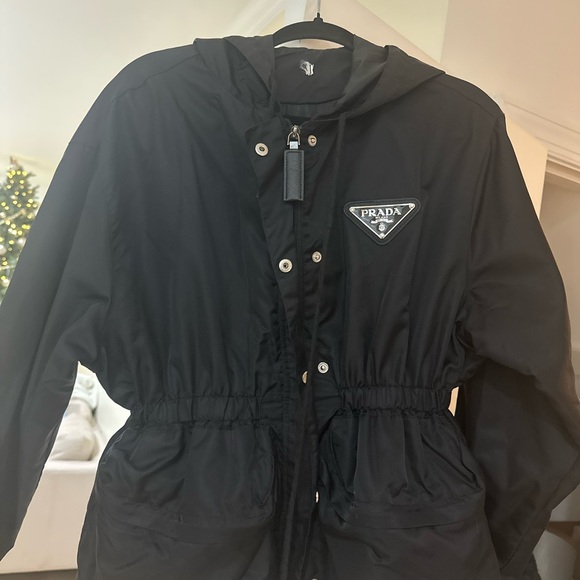 Prada | Jackets & Coats | Prada Rain Jacket Windbreaker With Hood ...